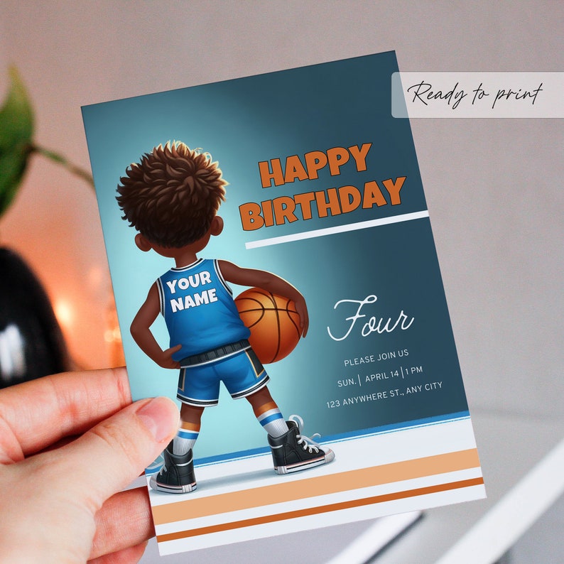 Basketball Birthday Invitation Printable Basketball Birthday Invite ...