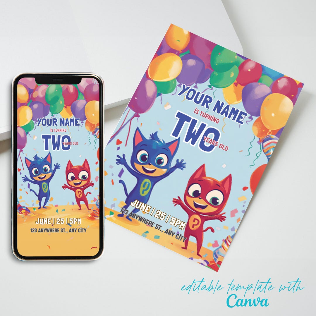 PJ Masks Invitation Printable Pj Masks Birthday Invite Birthday Party ...