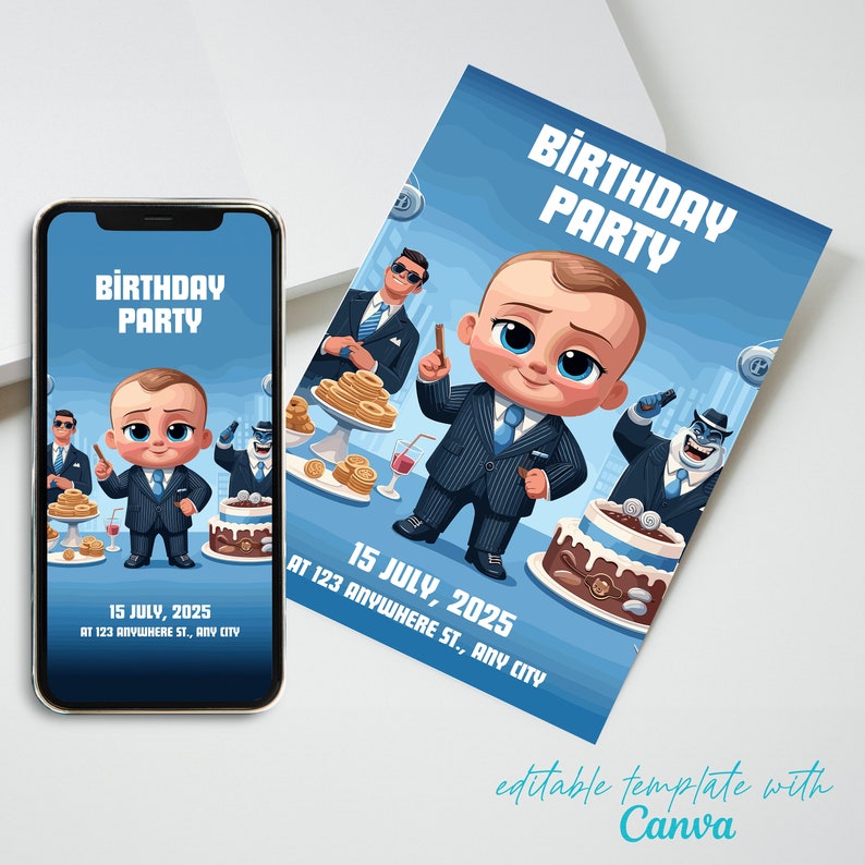 The Boss Baby Party Invitation Printable Baby Boss Birthday Invite ...