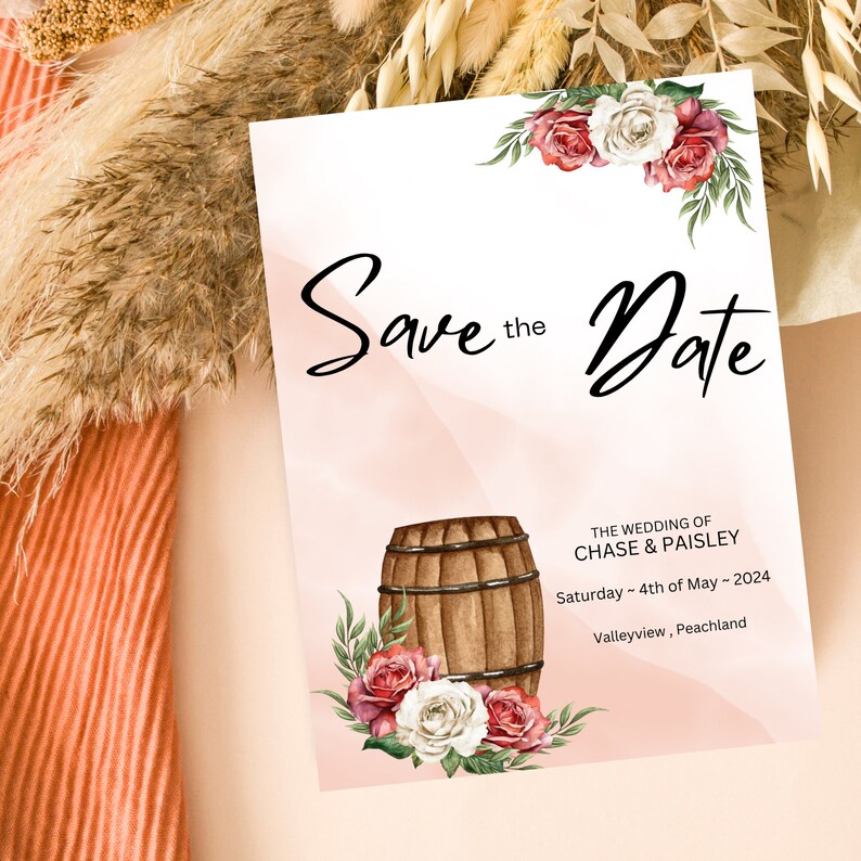 Western Simple Floral Save the Date Invites - Etsy