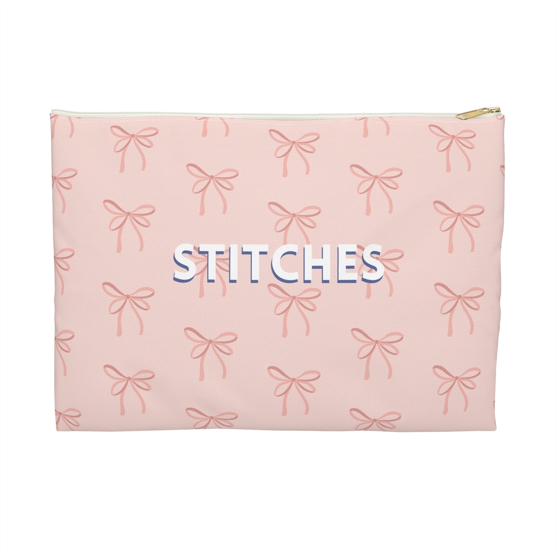 Needlepoint Project Bag - STITCHES, Bows in Pink | Needlepointer Stash ...