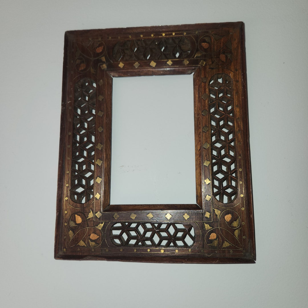 Antique Oriental Picture Frame 1850s. Hand Carved With Inlays. - Etsy