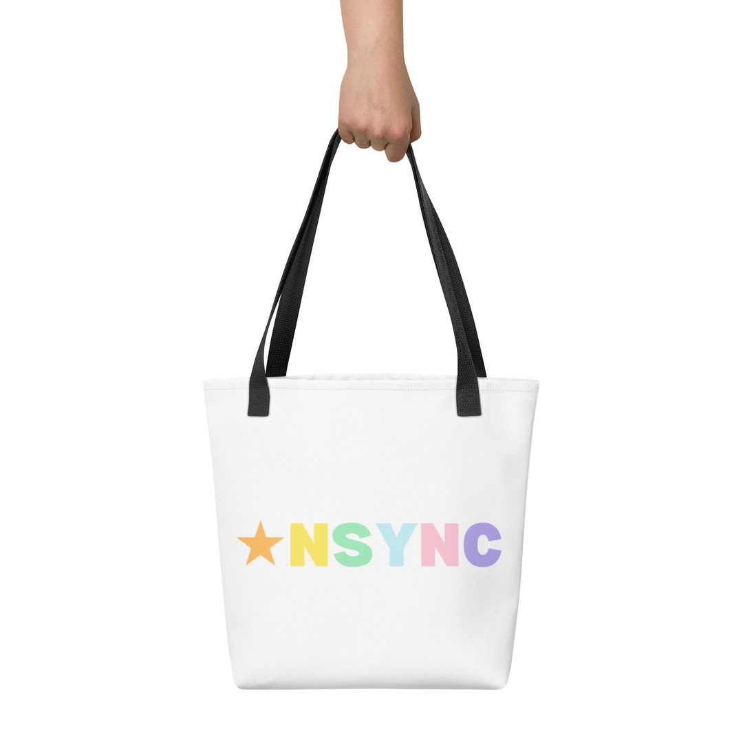NSYNC Colorful Rainbow Lettering White Tote Bag, N'sync Reunion Tour ...
