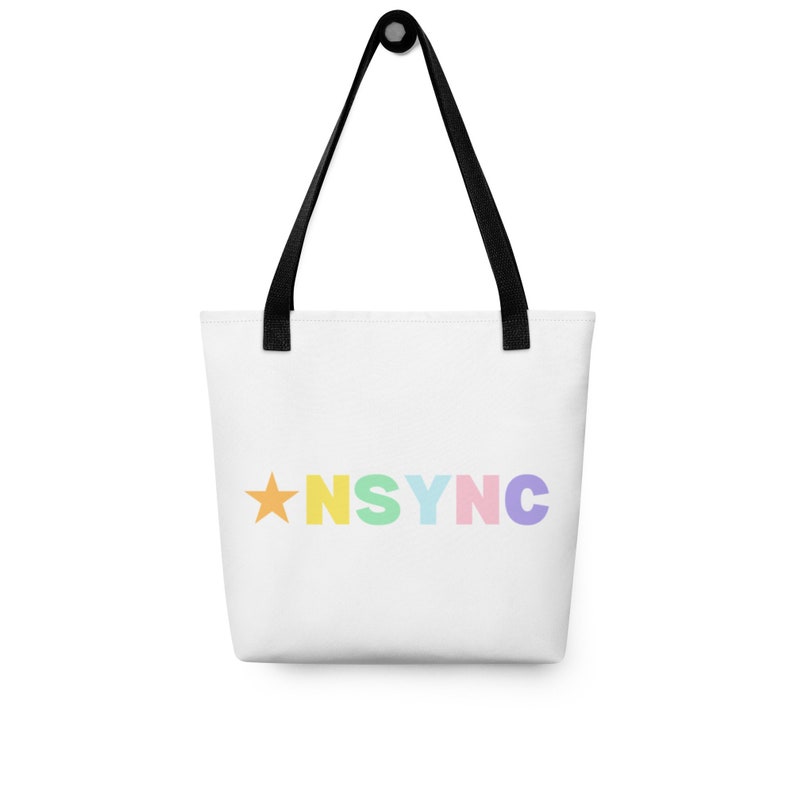 NSYNC Colorful Rainbow Lettering White Tote Bag, N'sync Reunion Tour ...