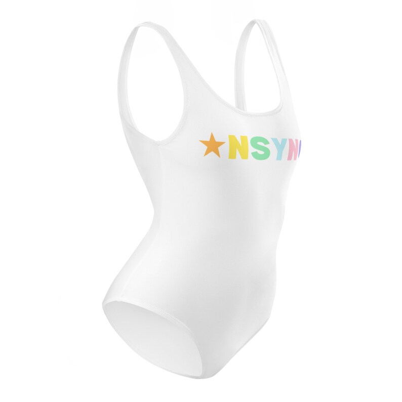 NSYNC Colorful Rainbow Lettering White One-piece Swimsuit - Etsy