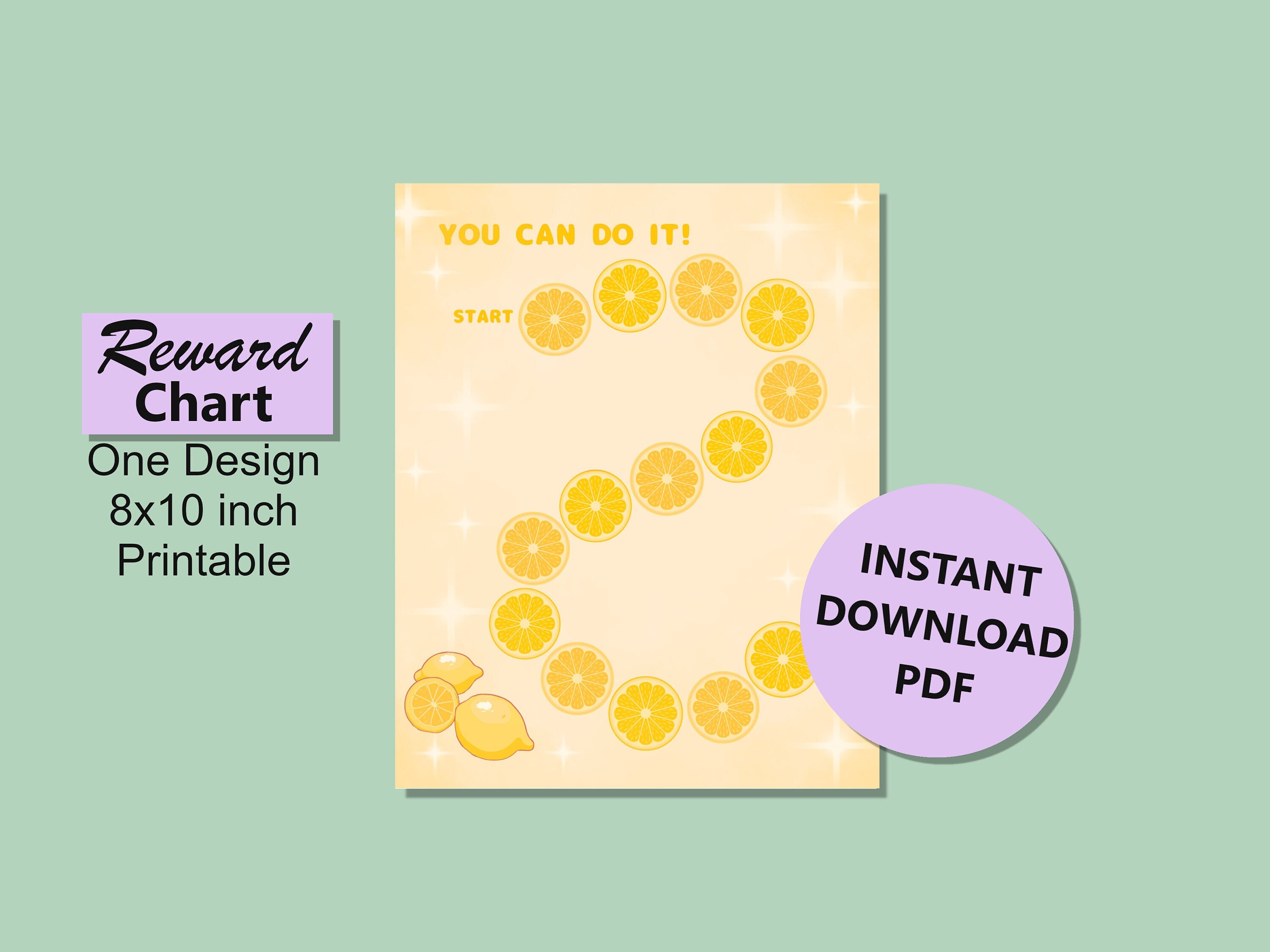 Printable Lemonade Sparkle Reward Chart Kids Behavior Chart - Etsy