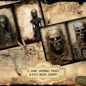 Creepy Zombie Junk Journal Pages Gothic Collage Sheets Scrapbooking ...