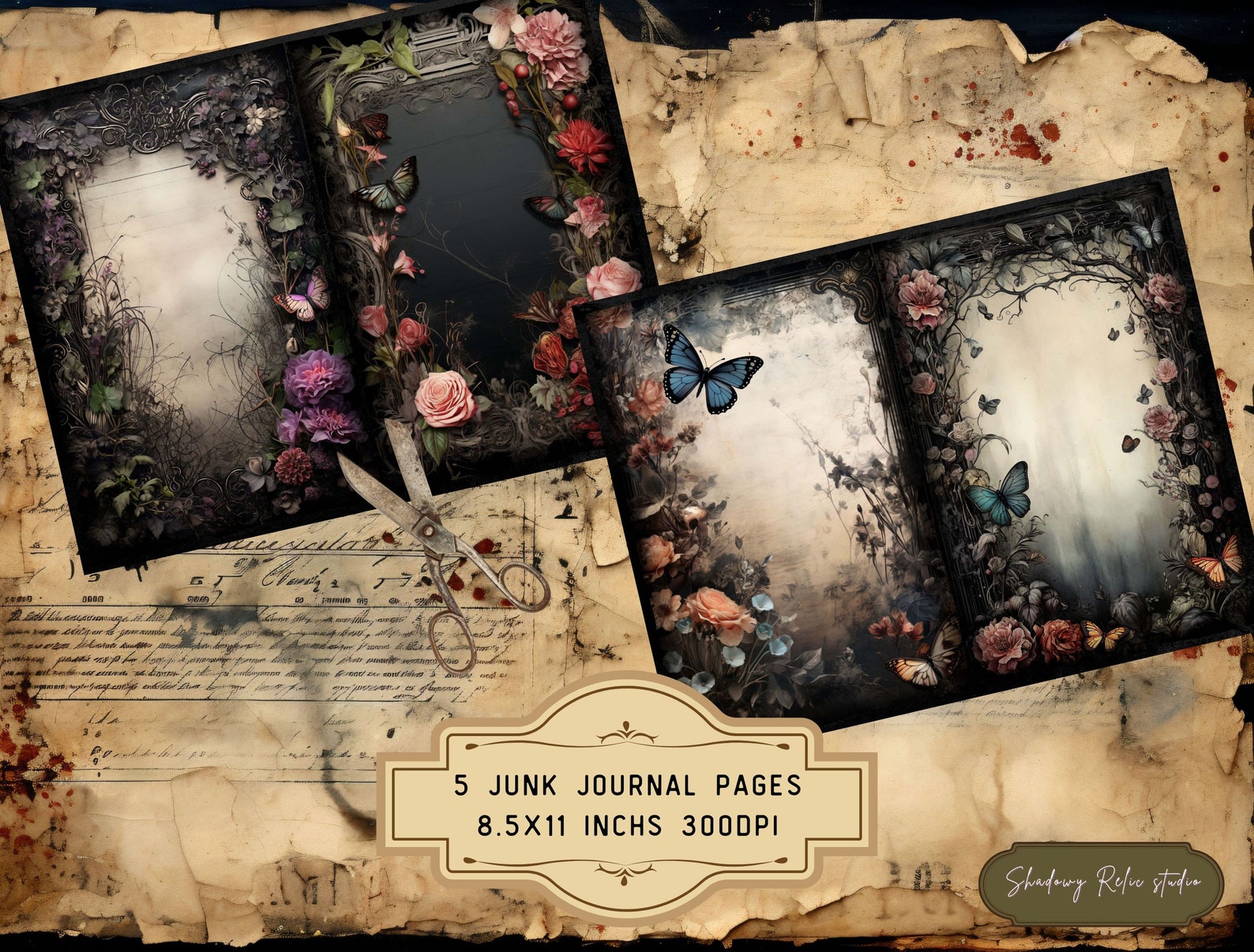 Gothic Spring Frame Junk Journal Pages Gothic Collage Sheet ...