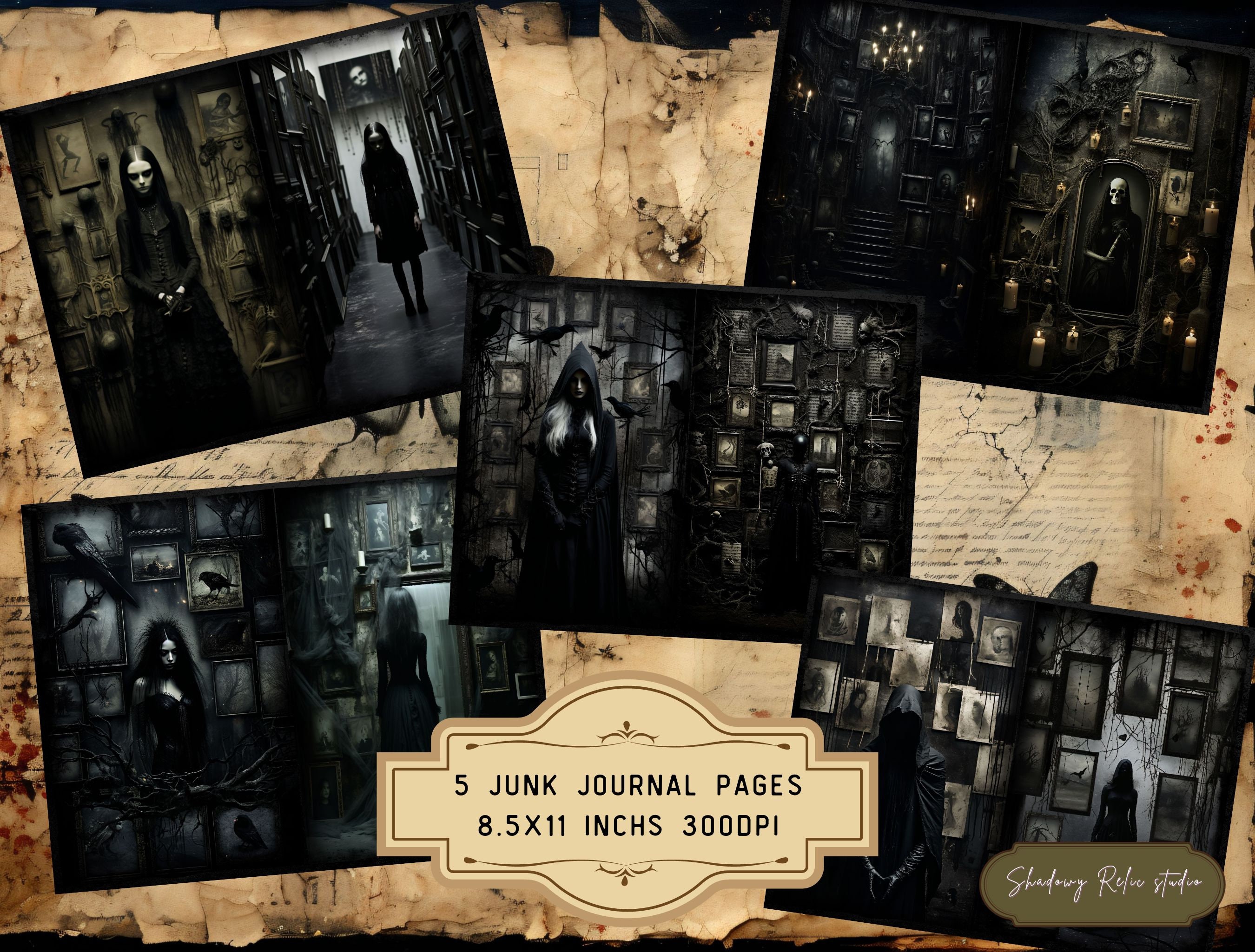 Gothic Gallery Junk Journal Pages Printable Backgrounds Papers Gothic ...