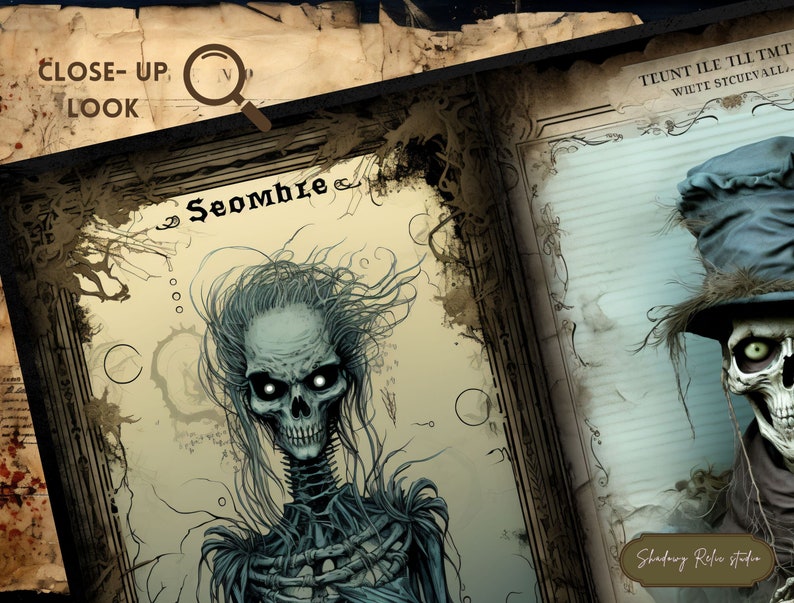 Creepy Zombie Junk Journal Pages Gothic Collage Sheets Scrapbooking ...