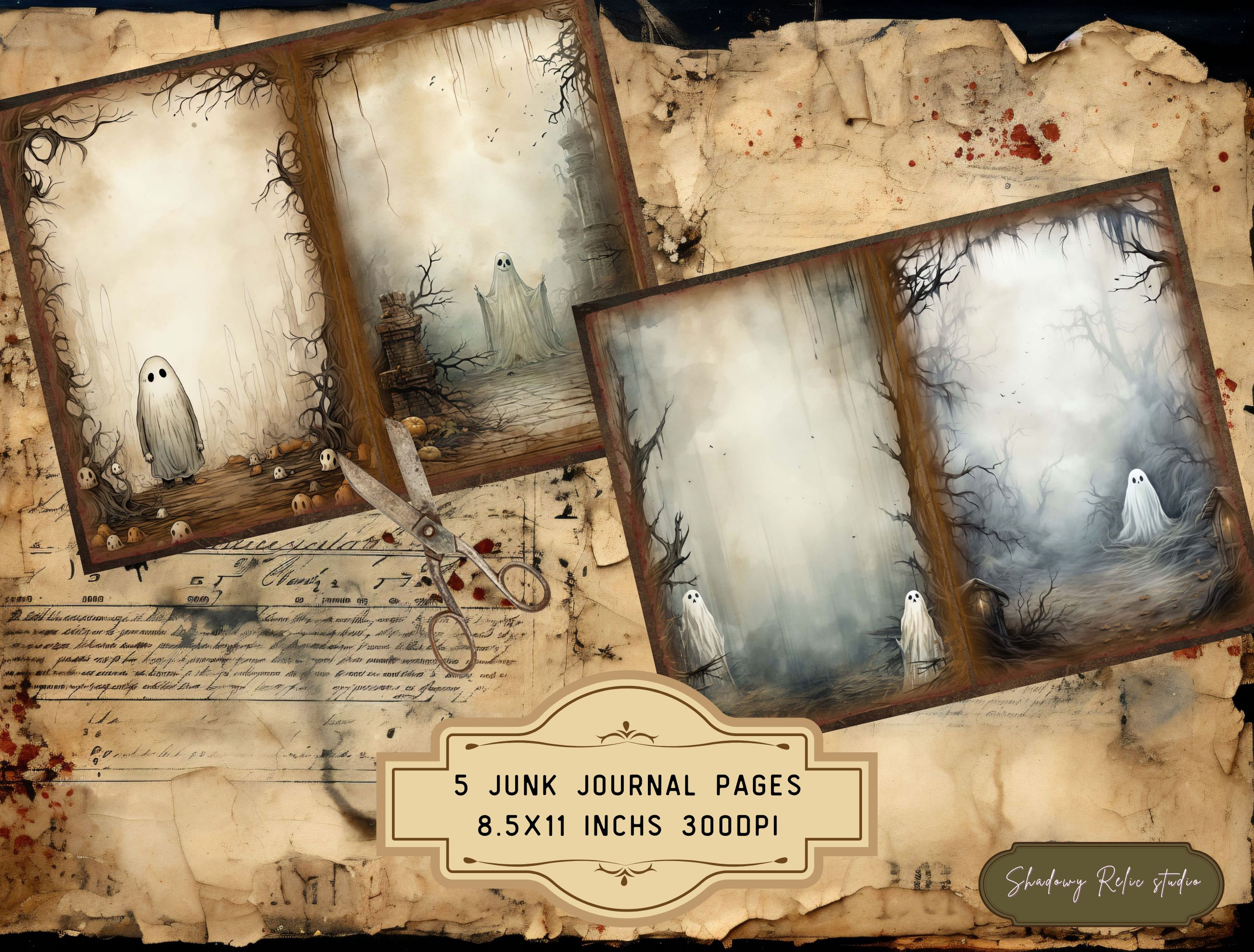 Gothic Ghost Junk Journal Pages Gothic Printable Pages Collage Sheets ...