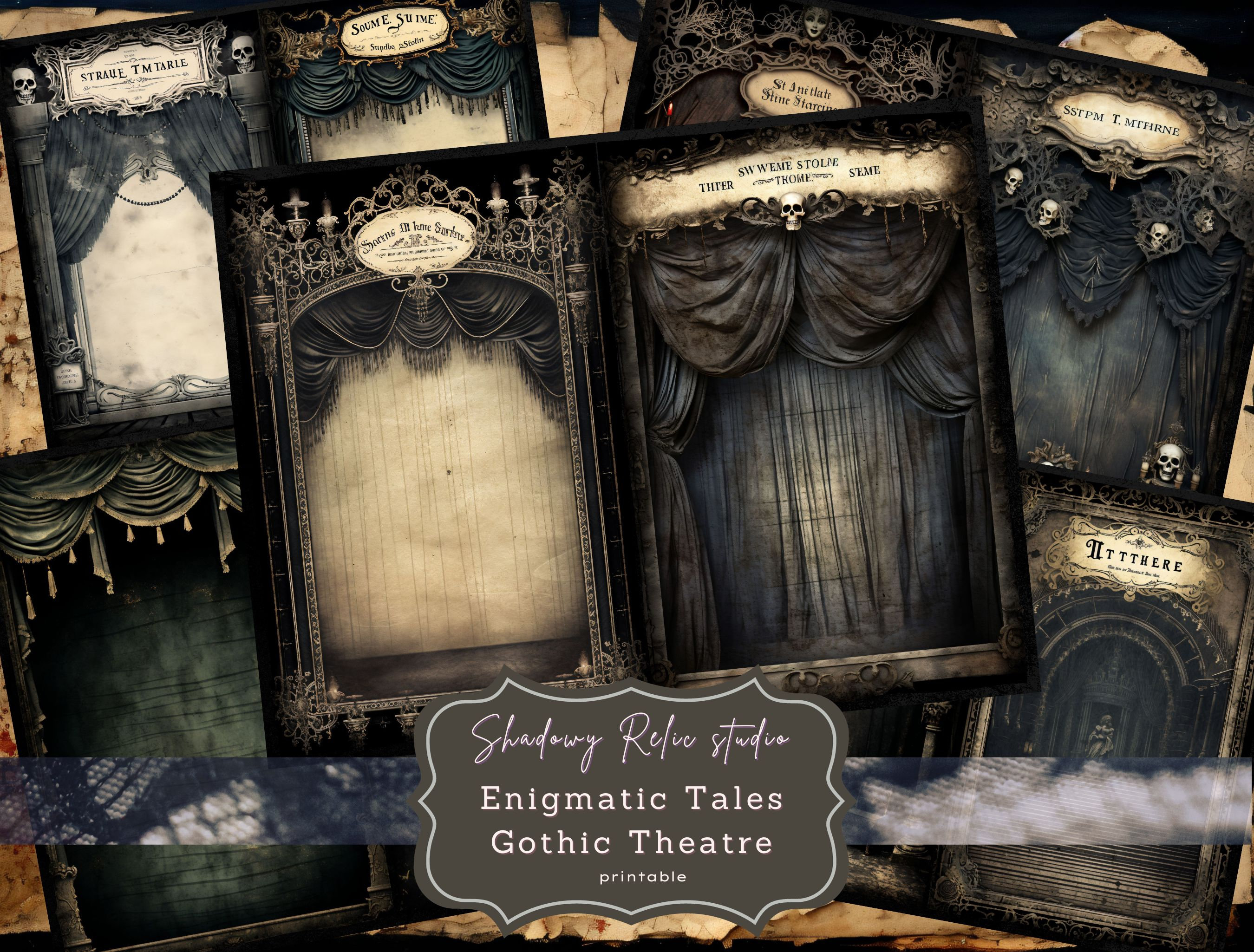 Gothic Theatre Junk Journal Printable Backgrounds Papers Vintage ...