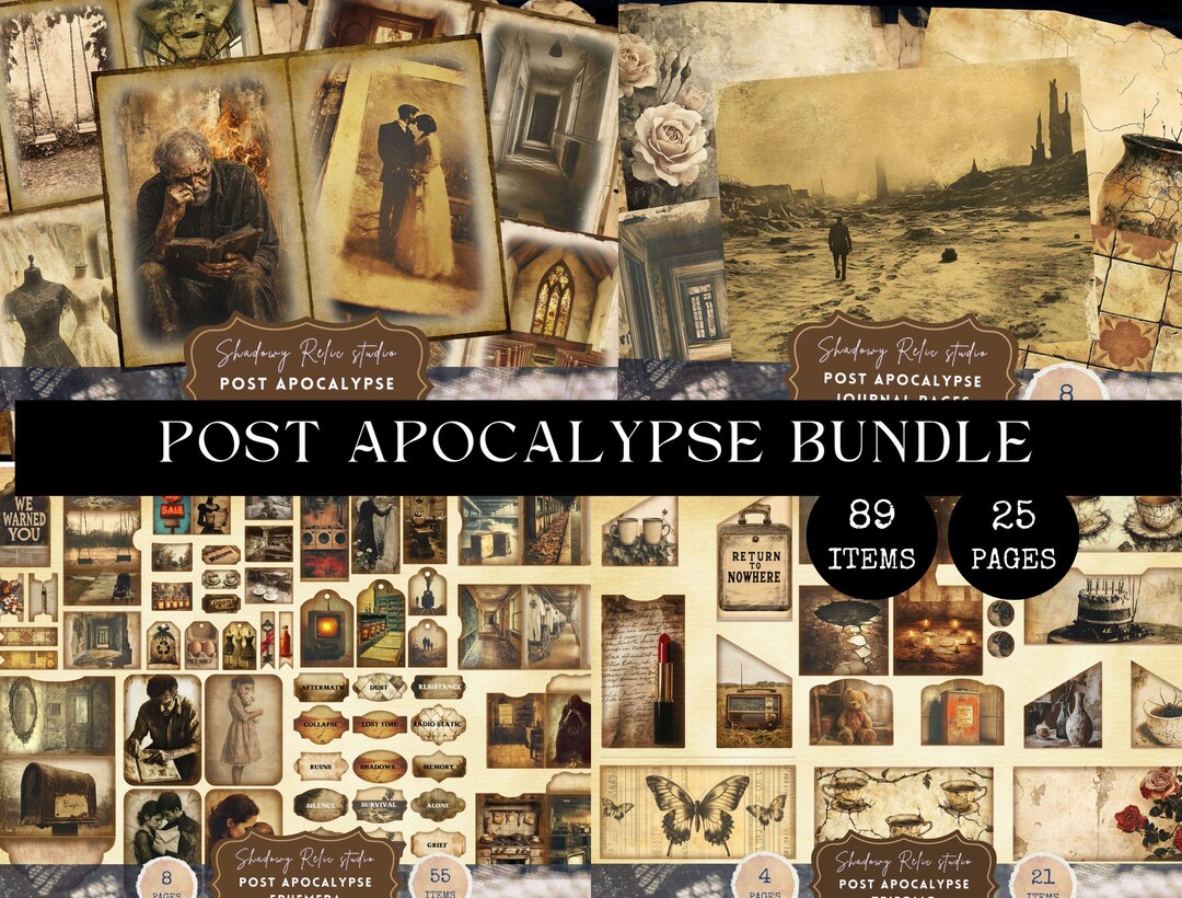 Post Apocalyptic Junk Journal Kit, Gothic Survival Ephemera, Apocalypse ...