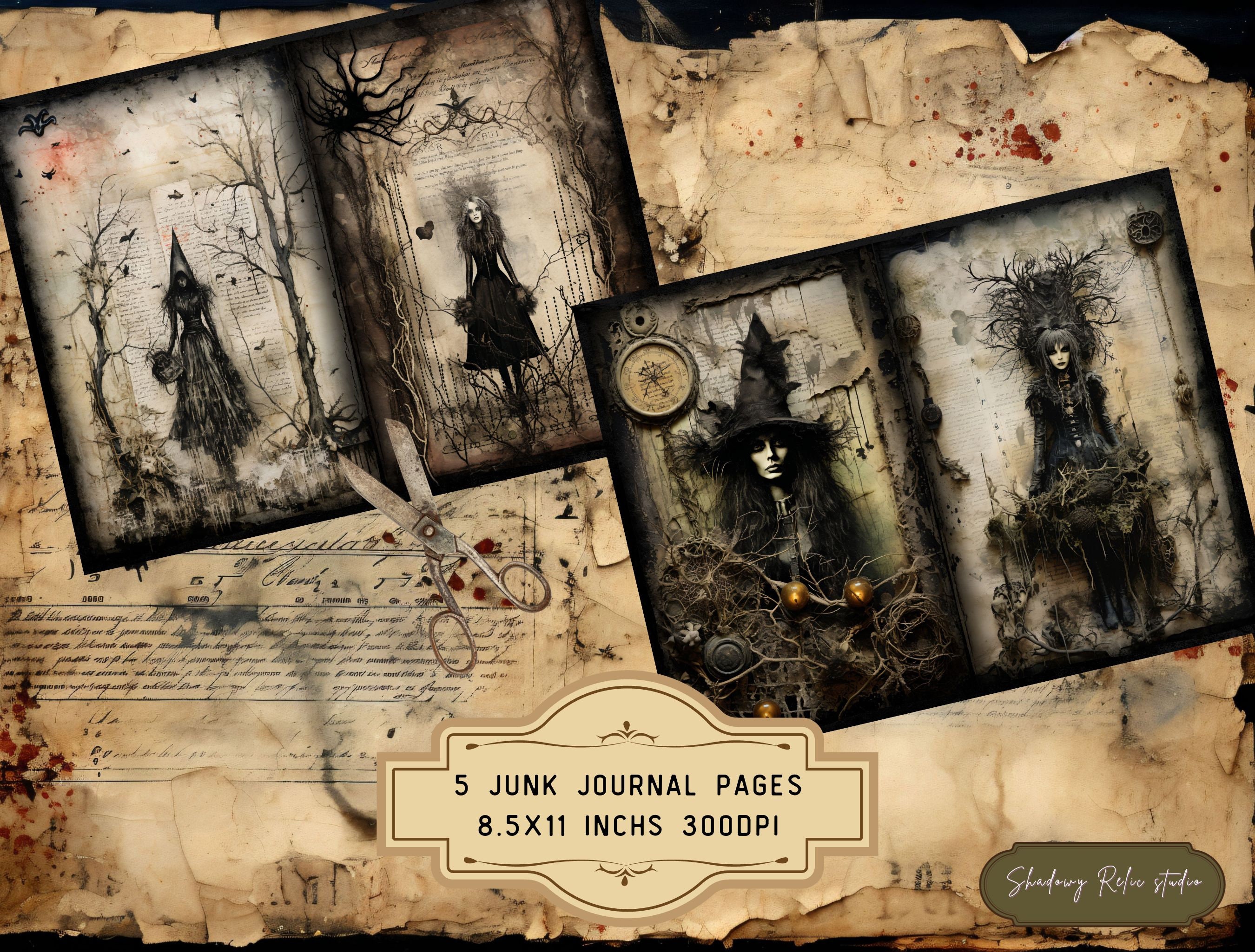 Underworld Witch Junk Journal Pages Gothic Printable Pages Collage ...