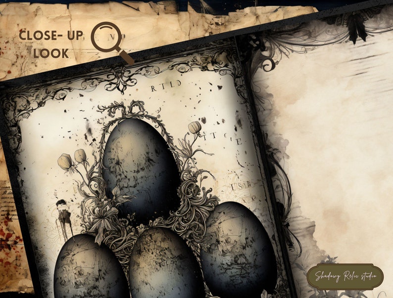Gothic Easter Eggs Junk Journal Pages Gothic Collage Sheet Scrapbooking ...