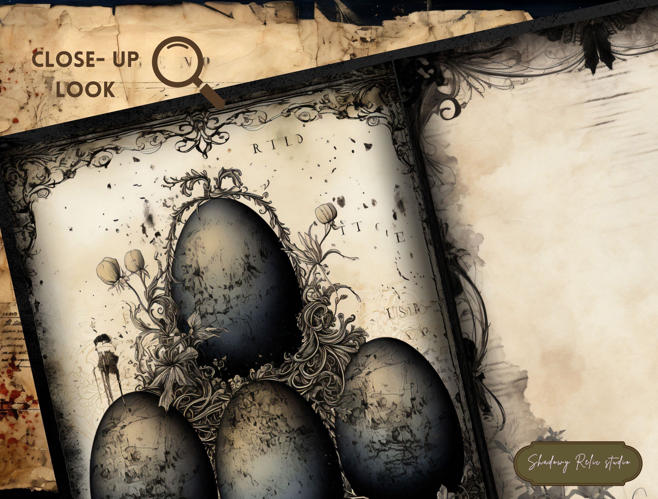 Gothic Easter Eggs Junk Journal Pages Gothic Collage Sheet Scrapbooking ...