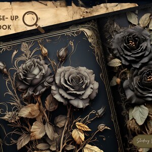 Black Roses Junk Journal Pages Gothic Collage Sheets Scrapbooking Cards ...