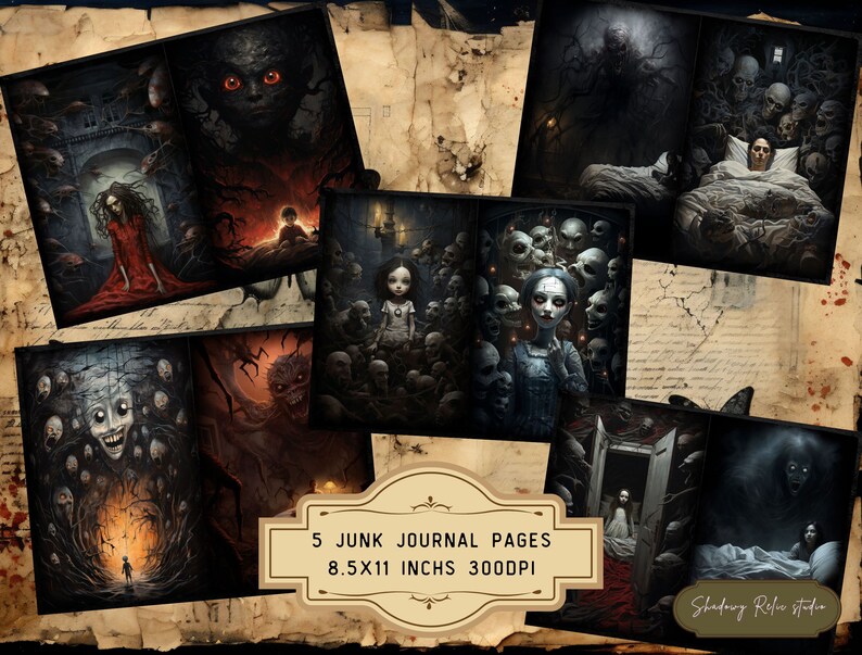 Eternal Nightmares Junk Journal Pages Gothic Printable Pages Collage ...
