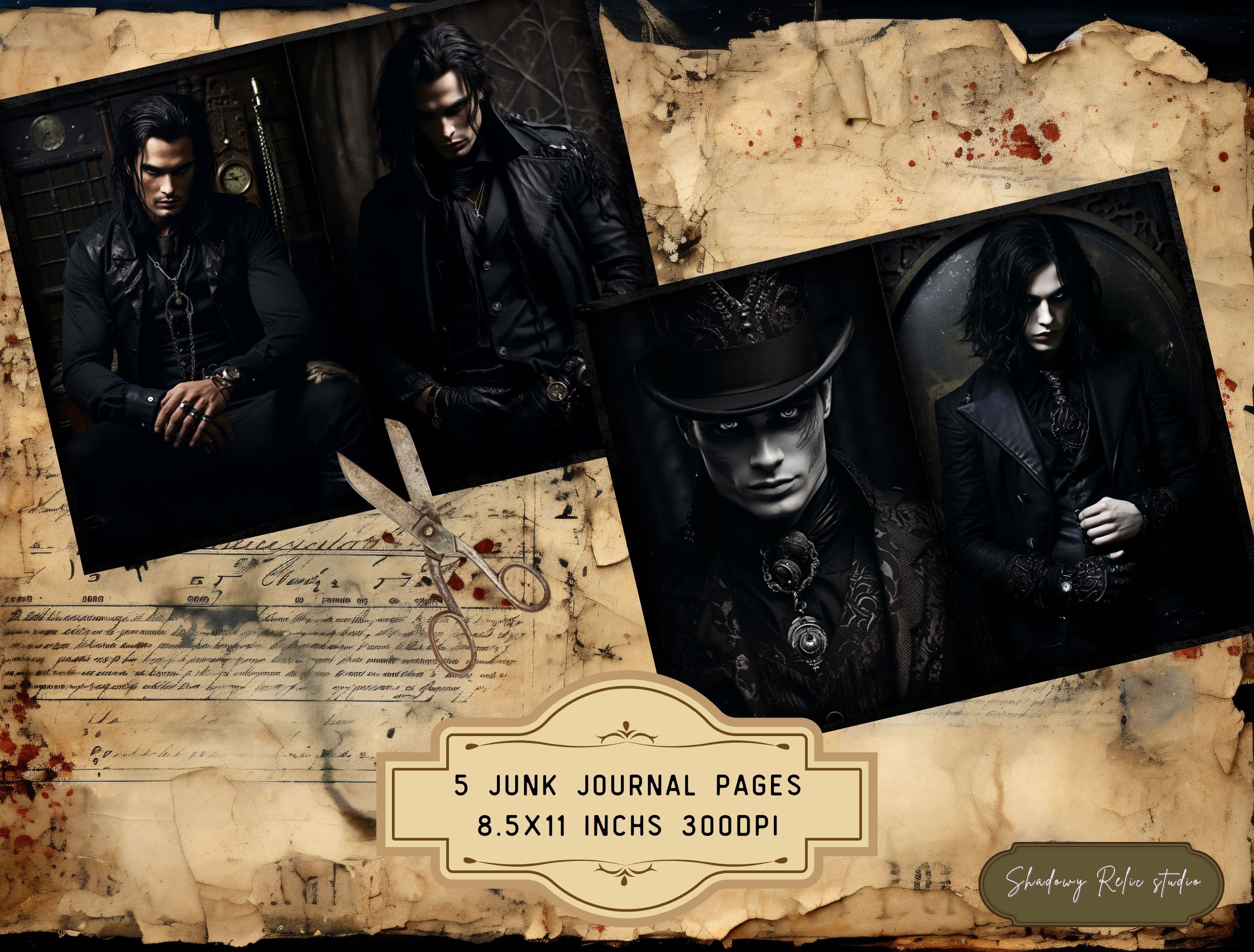 Gothic Masculine Junk Journal Pages Gothic Collage Sheets Scrapbooking ...