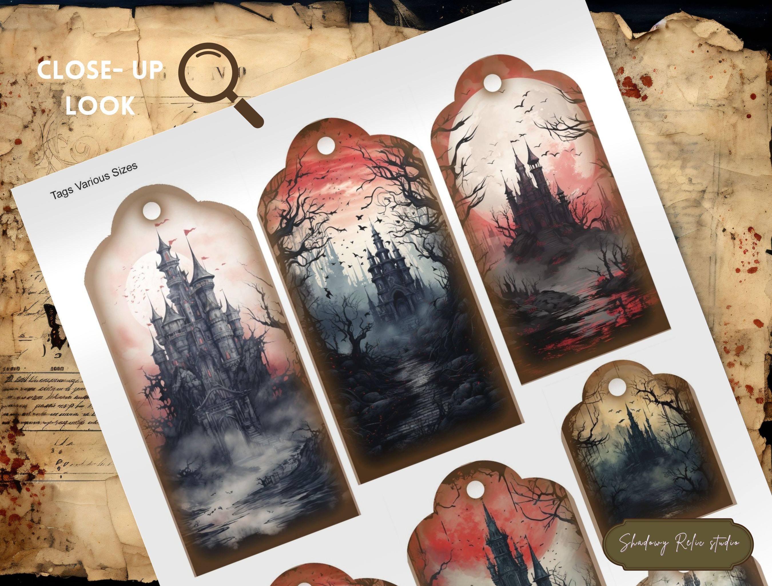 Gothic Castle Ephemera Gothic Blood Moon Castle Collage Sheet ...