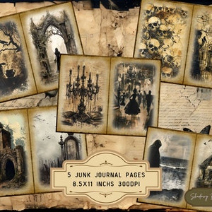 Gothic Dream Junk Journal Pages Creepy Collage Sheet Scrapbooking Card ...