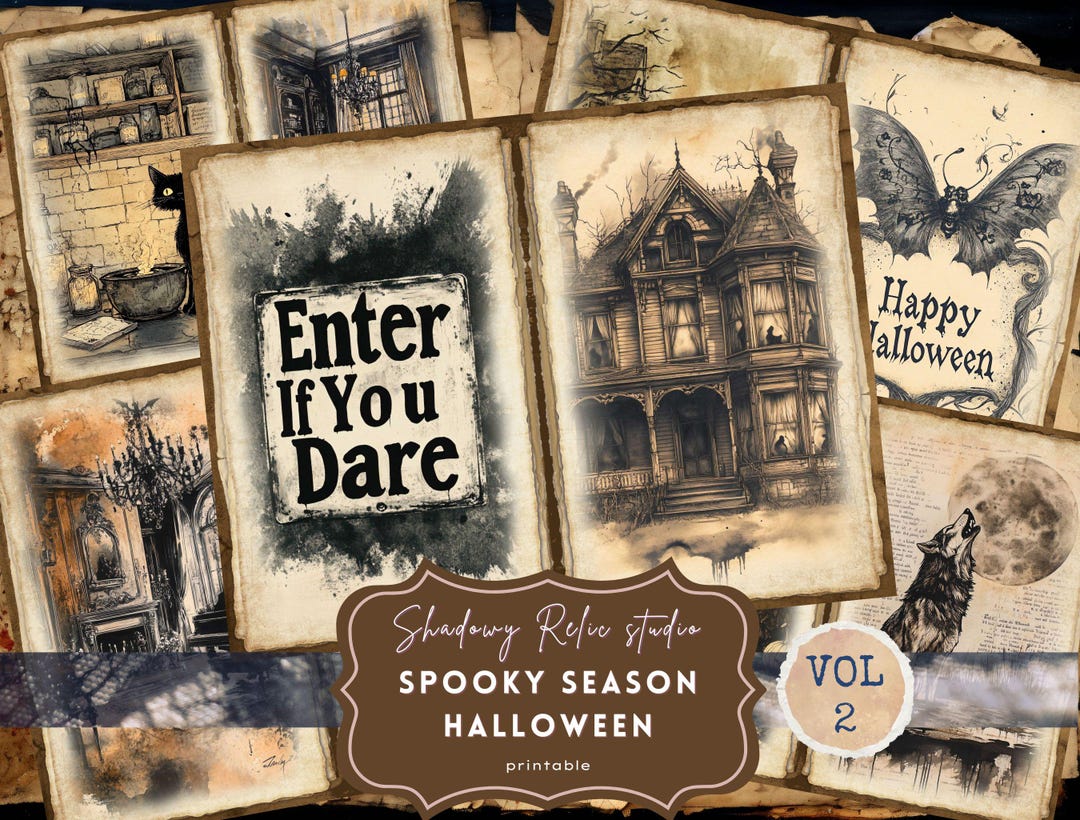 Spooky Halloween Junk Journal Pages Halloween Printable Vintage ...