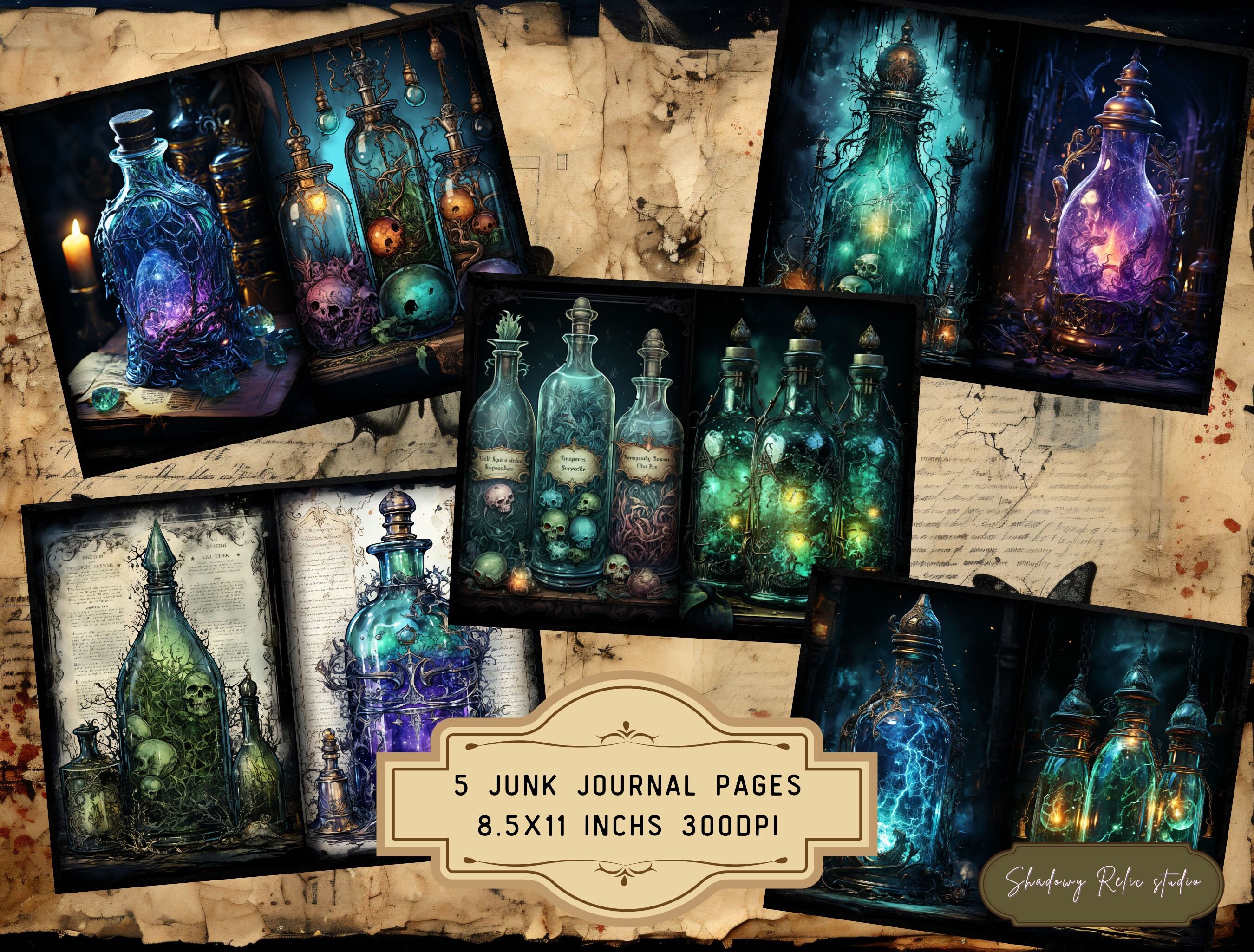 Gothic Potions Junk Journal Pages Gothic Junk Journal Pages Collage ...
