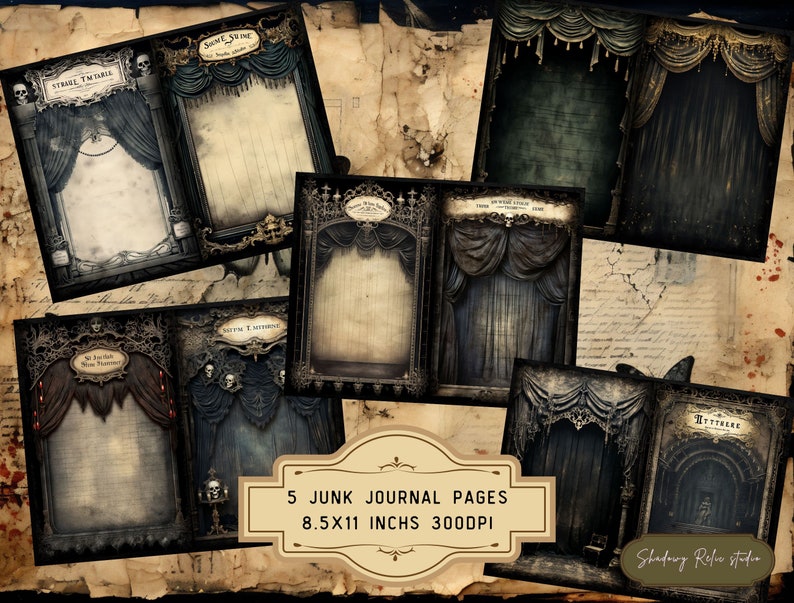 Gothic Theatre Junk Journal Printable Backgrounds Papers Vintage ...