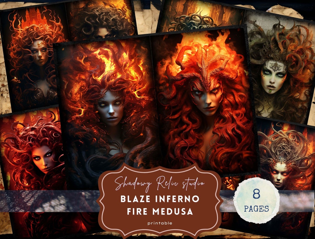 Fire Medusa Junk Journal Pages Greek Mythology Collage Sheets ...