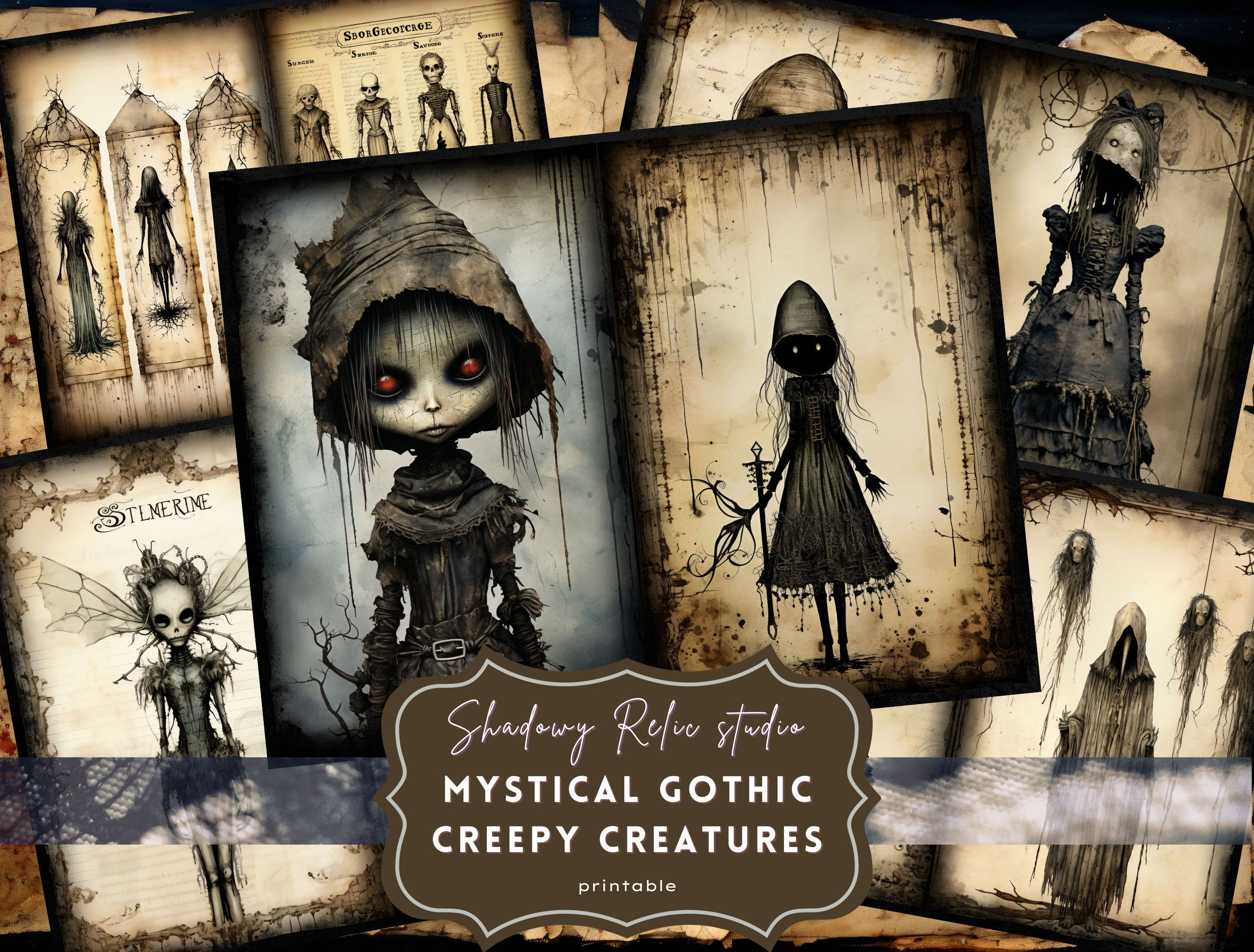 Gothic Creepy Creatures Junk Journal Printable Mysterious Creature Junk ...
