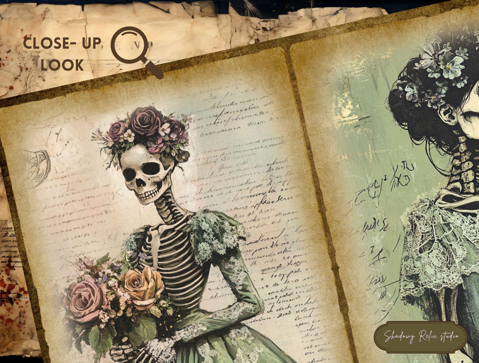 Skeleton Junk Journal Pages Printable Grungy Junk Journal Folio Gothic ...