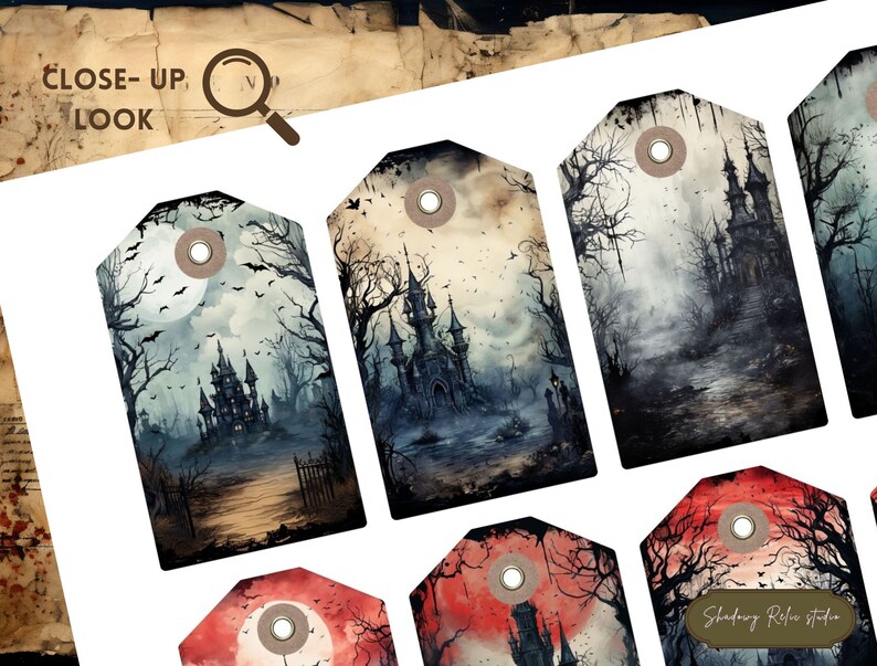Gothic Castle Ephemera Gothic Blood Moon Castle Collage Sheet ...