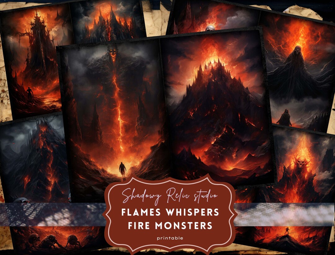 Fire Monster Junk Journal Printable Gothic Printable Pages Collage ...