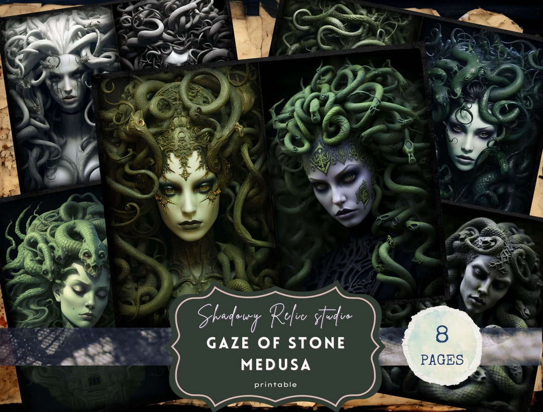 Medusa Junk Journal Pages Greek Mythology Collage Sheets Scrapbooking ...