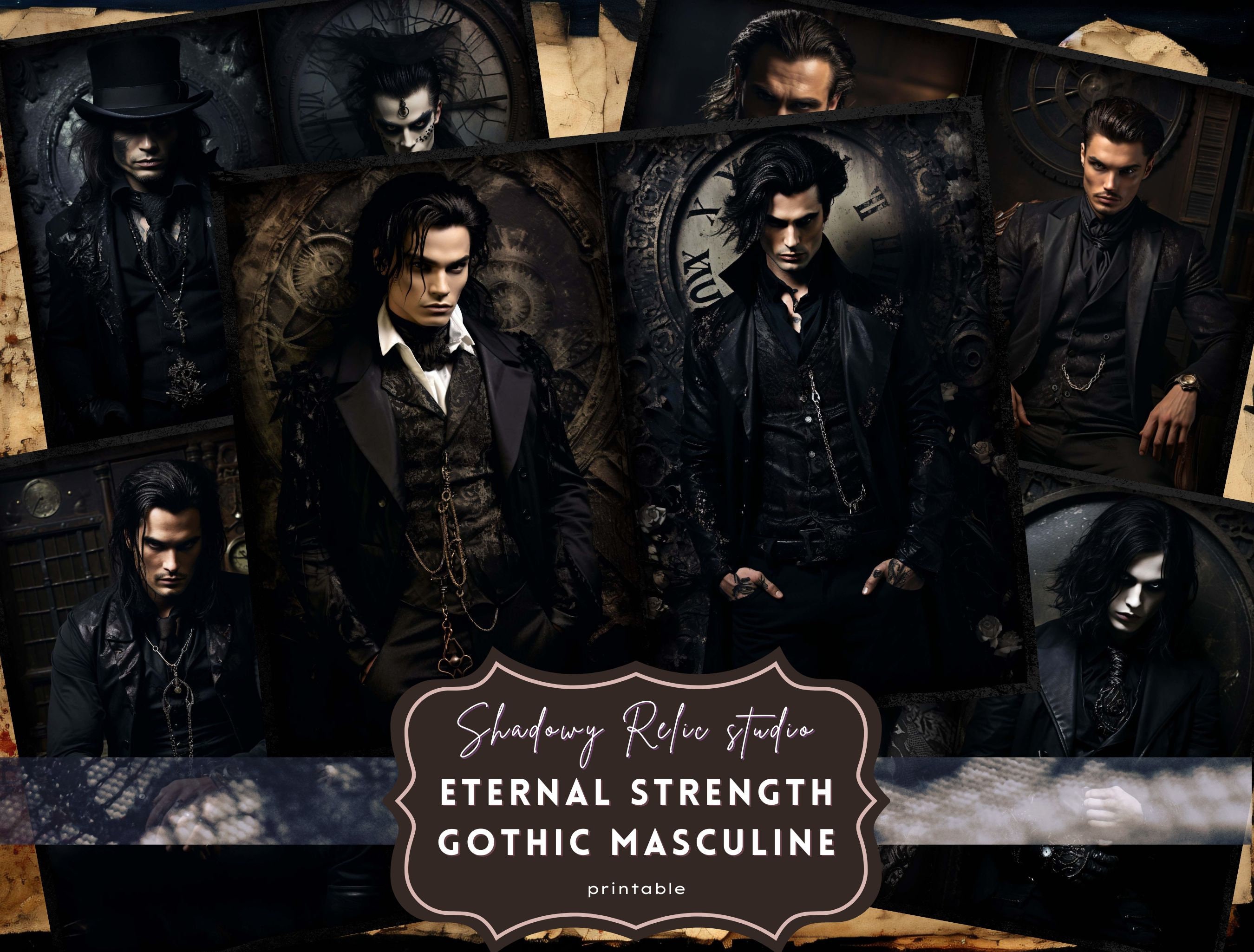 Gothic Masculine Junk Journal Pages Gothic Collage Sheets Scrapbooking ...