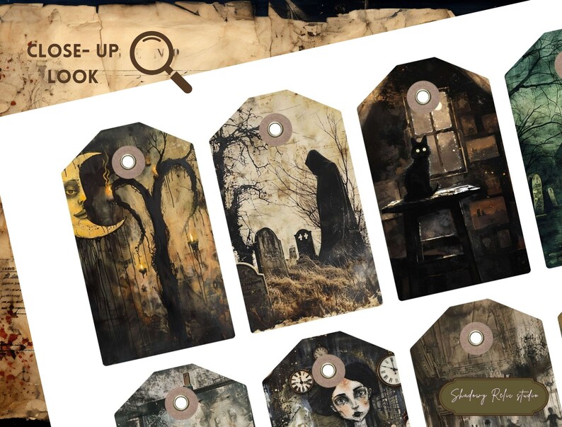 Eerie Shadows Journal BUNDLE Creepy Collage Sheet Scrapbooking Card ...