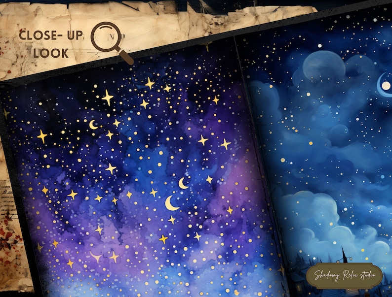Night Sky Junk Journal Pages Gothic Printable Pages Collage Sheets ...