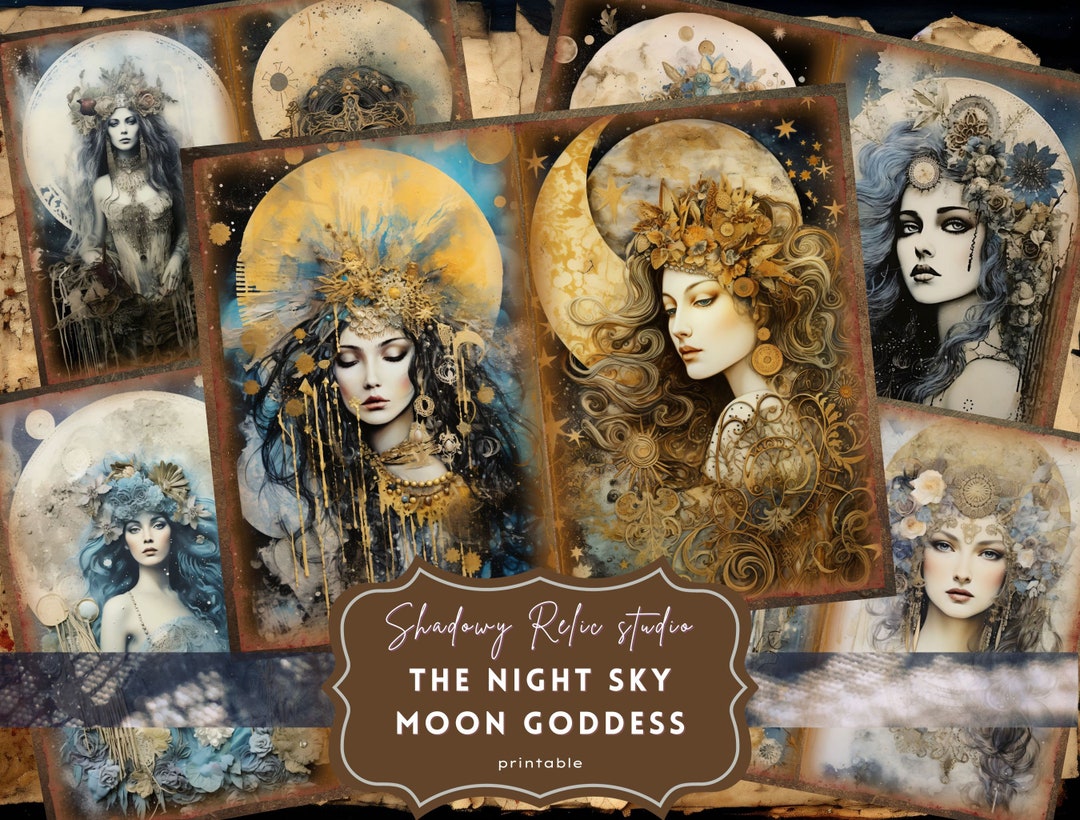 Moon Goddess Junk Journal Pages Gothic Collage Sheets Scrapbooking ...
