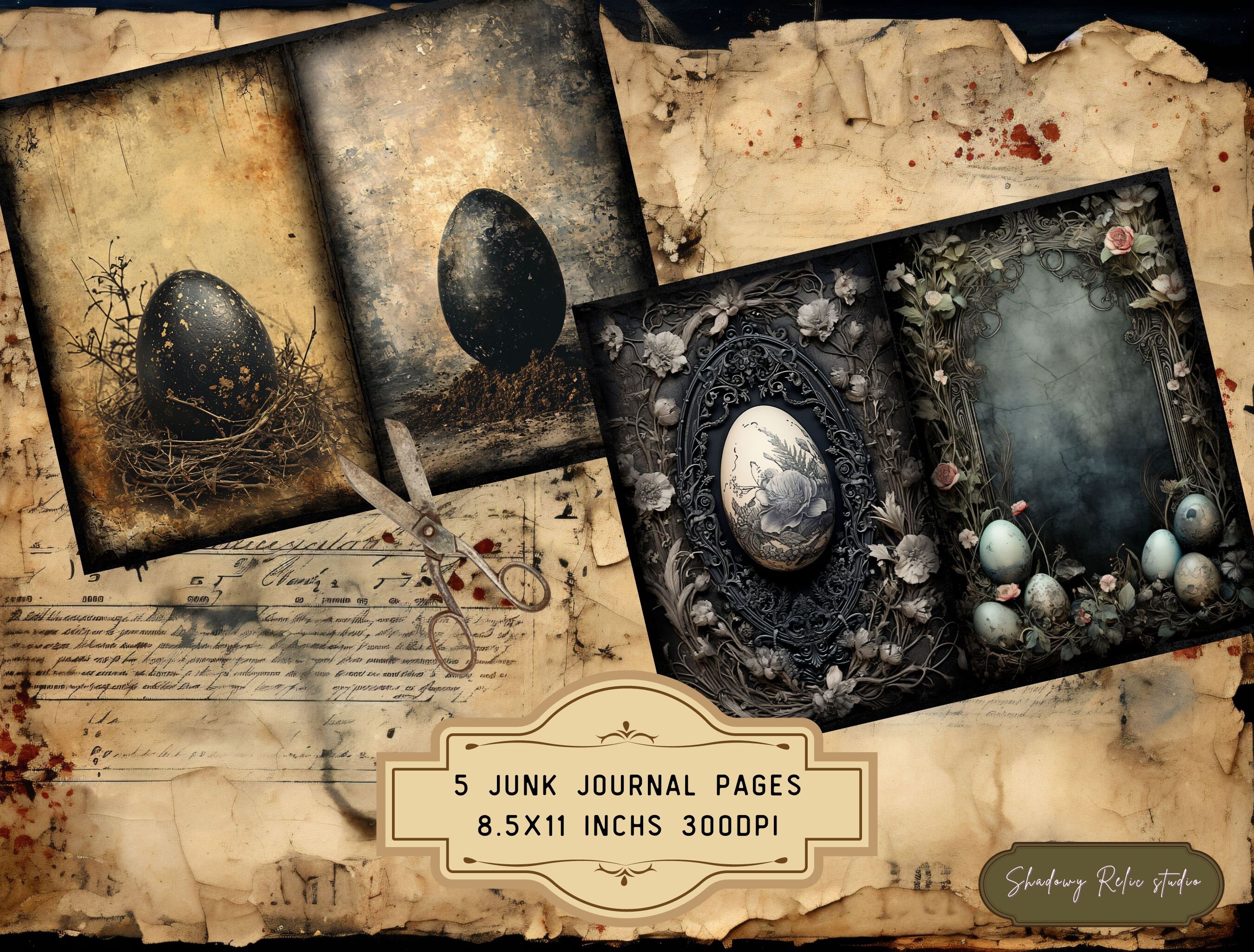 Gothic Easter Eggs Junk Journal Pages Gothic Collage Sheet Scrapbooking ...