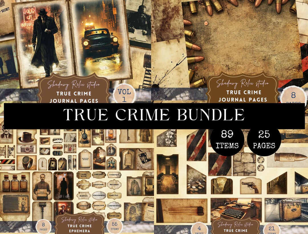 True Crime Junk Journal Kit Gothic Noir Crime Scene Ephemera Forensic ...