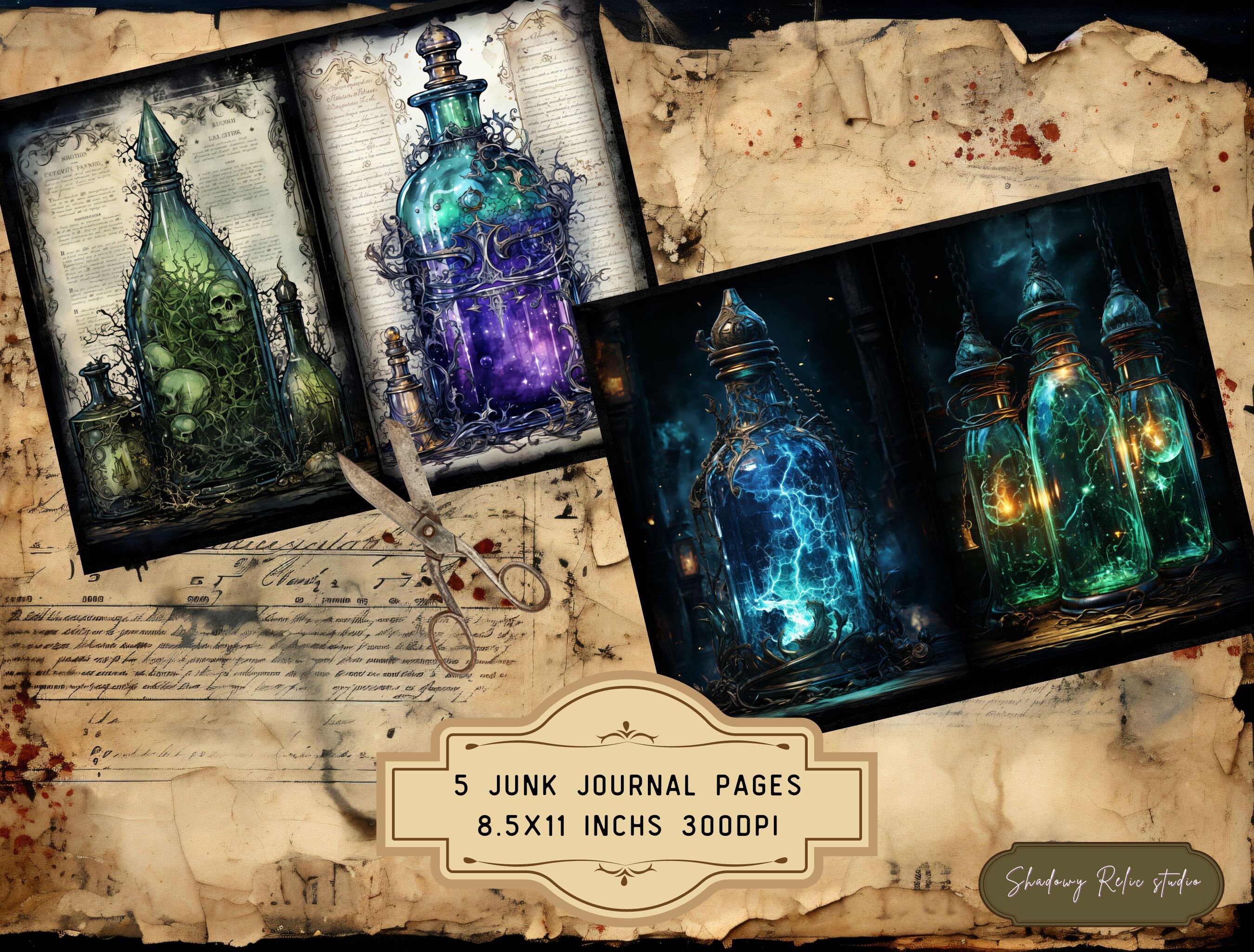Gothic Potions Junk Journal Pages Gothic Junk Journal Pages Collage ...