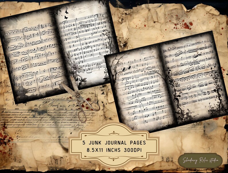 Gothic Music Junk Journal Printable Backgrounds Papers Gothic Junk ...