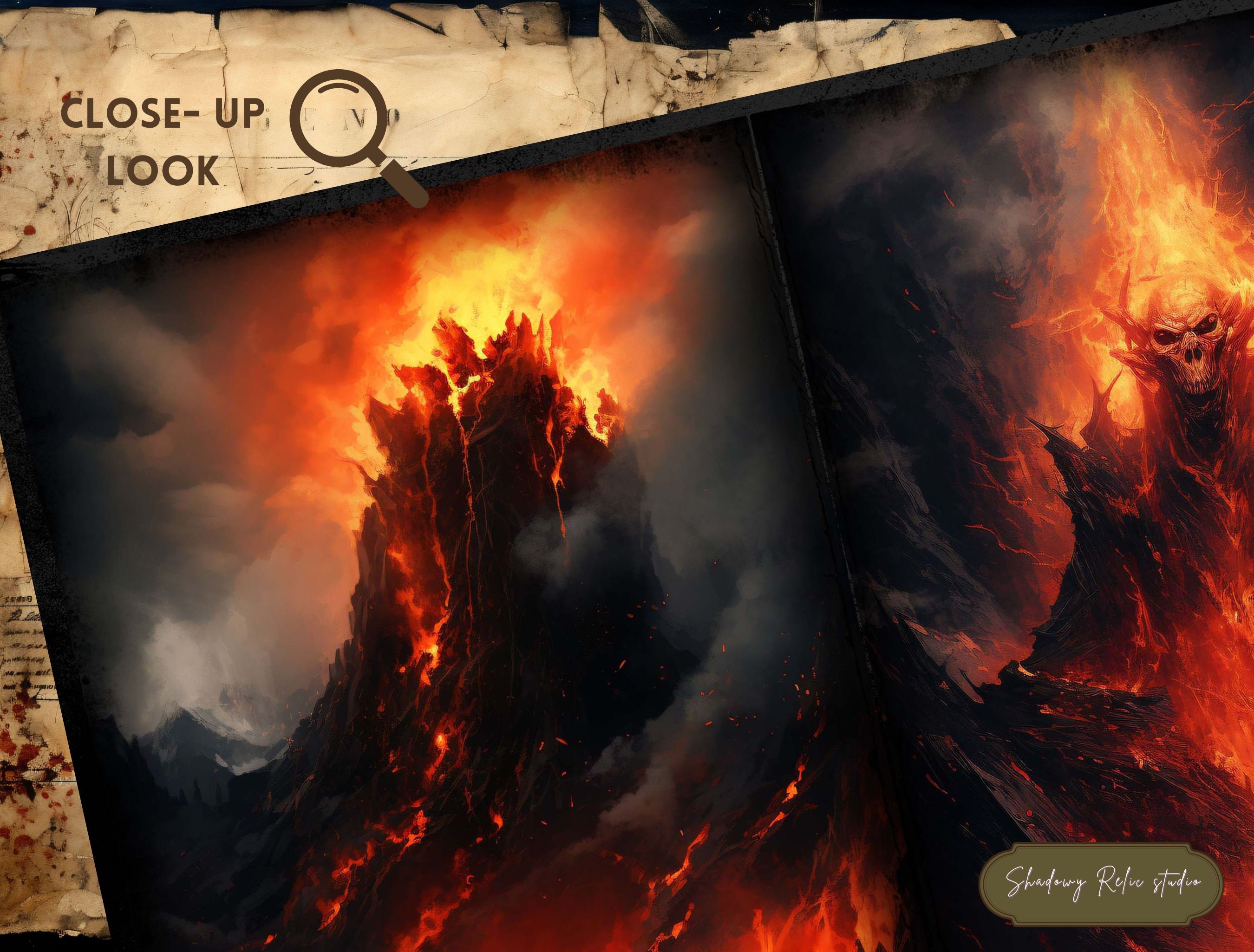 Fire Monster Junk Journal Printable Gothic Printable Pages Collage ...