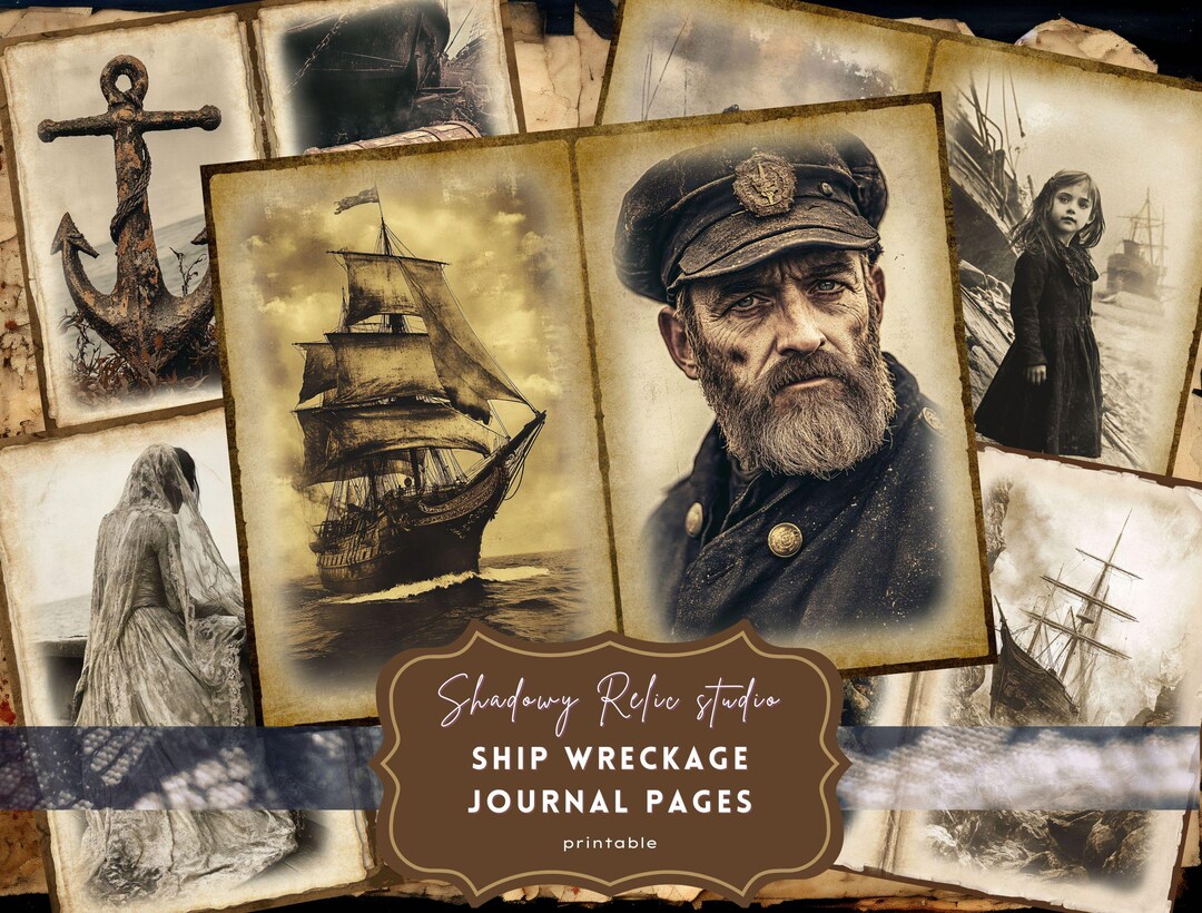 Ghostly Ship Wreckage Junk Journal Kit, Haunted Nautical Ephemera ...