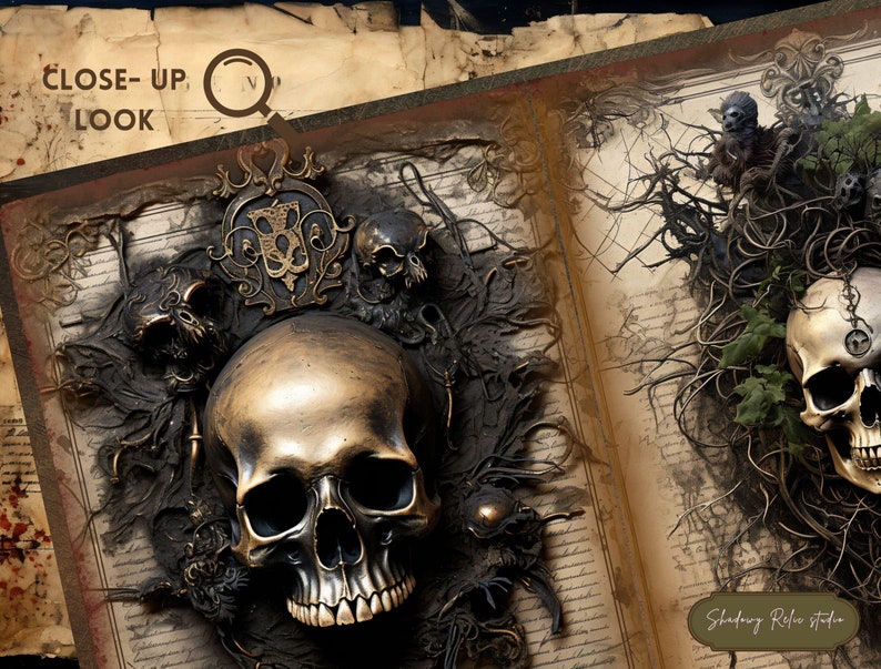 Gothic Skulls Junk Journal Pages Gothic Printable Pages Collage Sheets ...