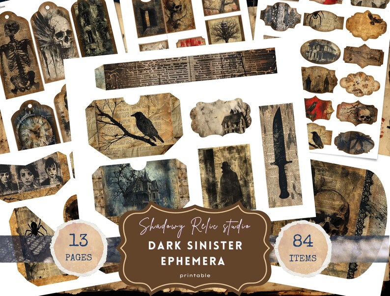 Sinister Junk Journal Pages Gothic Collage Sheets Scrapbooking Cards ...