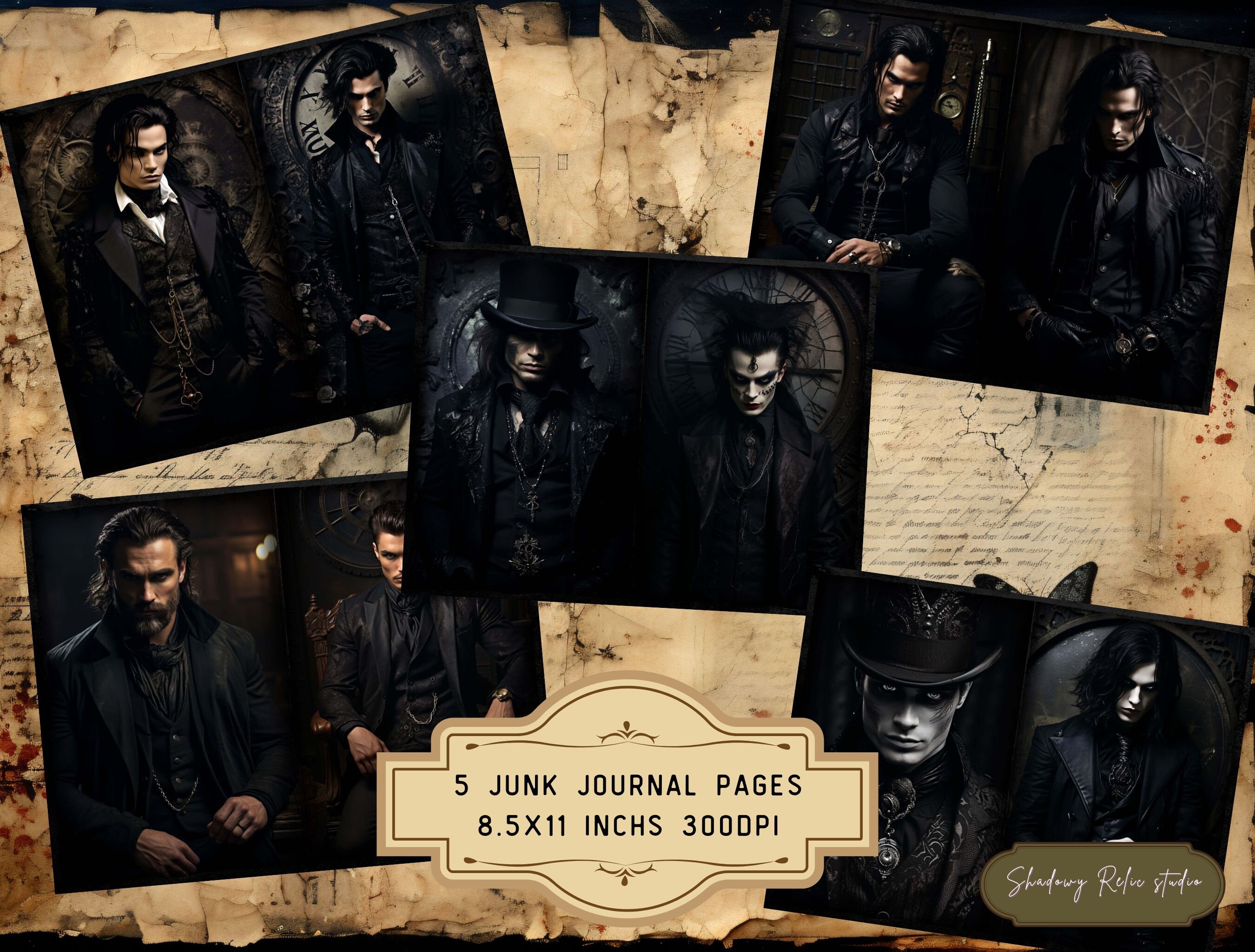 Gothic Masculine Junk Journal Pages Gothic Collage Sheets Scrapbooking ...