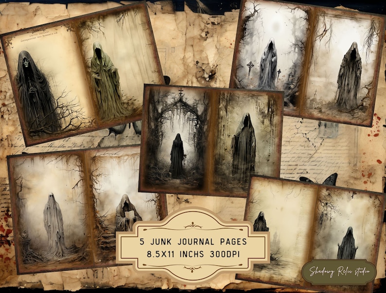 Gothic Ghost Junk Journal Pages Gothic Printable Pages Collage Sheets ...