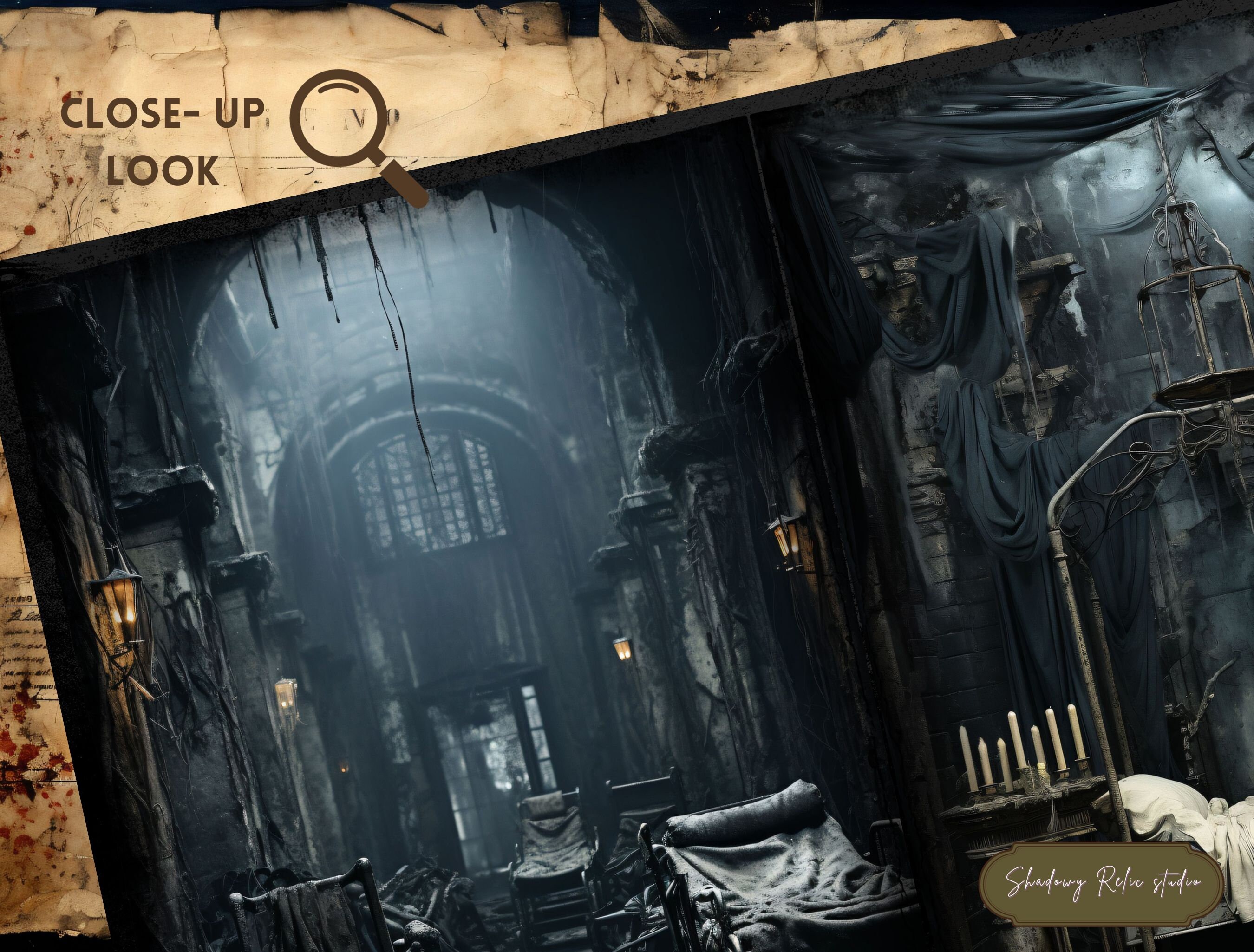 Gothic Hospital Junk Journal Pages Printable Backgrounds Papers Gothic ...