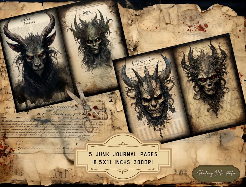 Underworld Devil Junk Journal Pages Gothic Printable Pages Collage ...